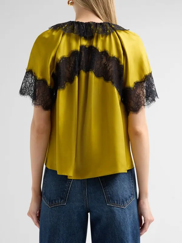 Ulla Johnson Nina Lace-trim Silk Blouse