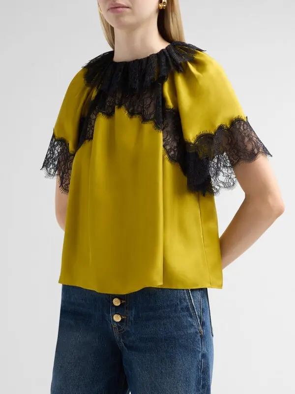 Ulla Johnson Nina Lace-trim Silk Blouse
