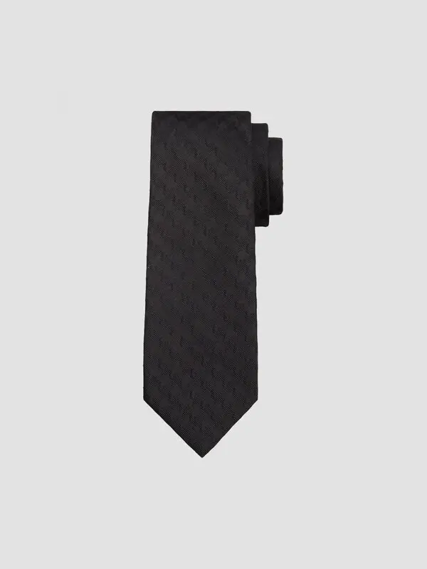 TOM FORD Houndstooth Jacquard Silk Tie - Black