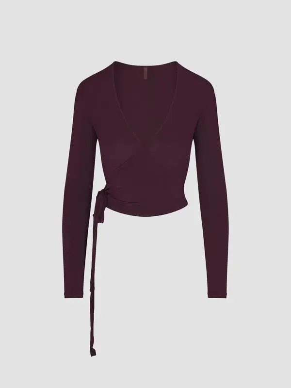SKIMS Jersey Wrap Top - Currant