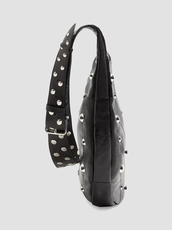 Valentino Garavani Hoboho Hobo Bag In Chevron Pattern Nappa Leather With Studs