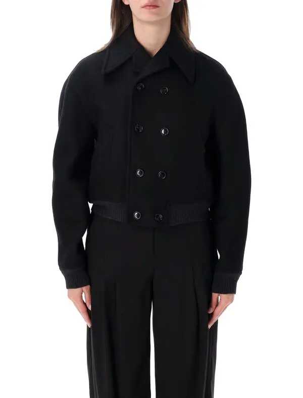AMI Paris Double-breasted Wool Bomber Jacket - Nero