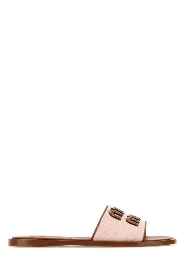 Miu Miu Pastel Fabric Slippers For - Pink