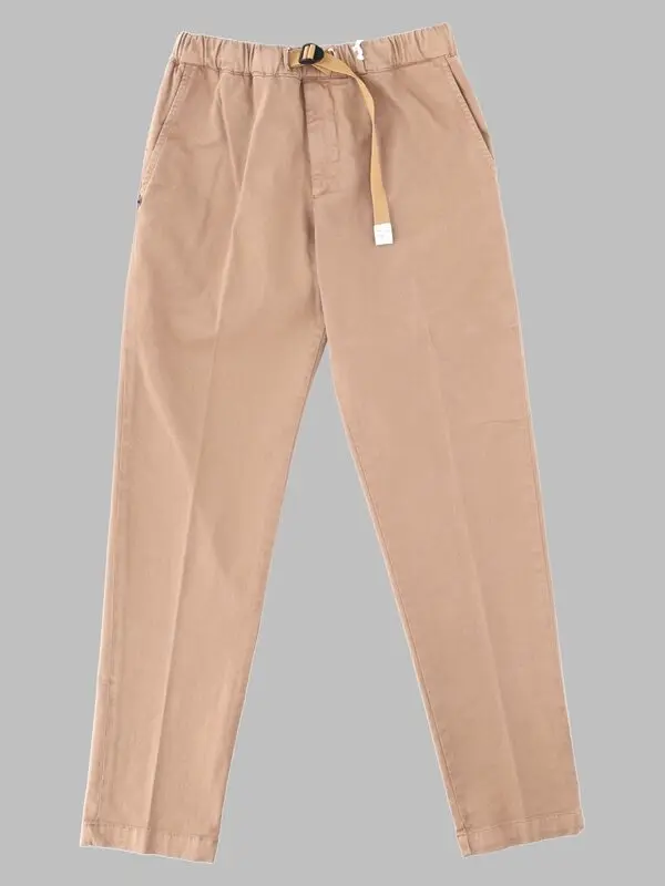 WHITE SAND 97% Cotton Stretch Trousers - Multicolour