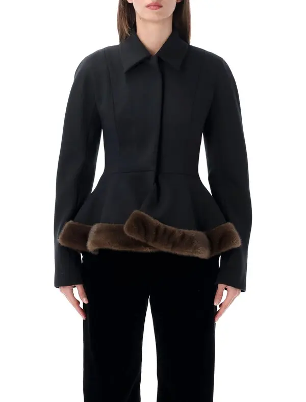 Stella McCartney Tailored Peplum Jacket With Fur Trim