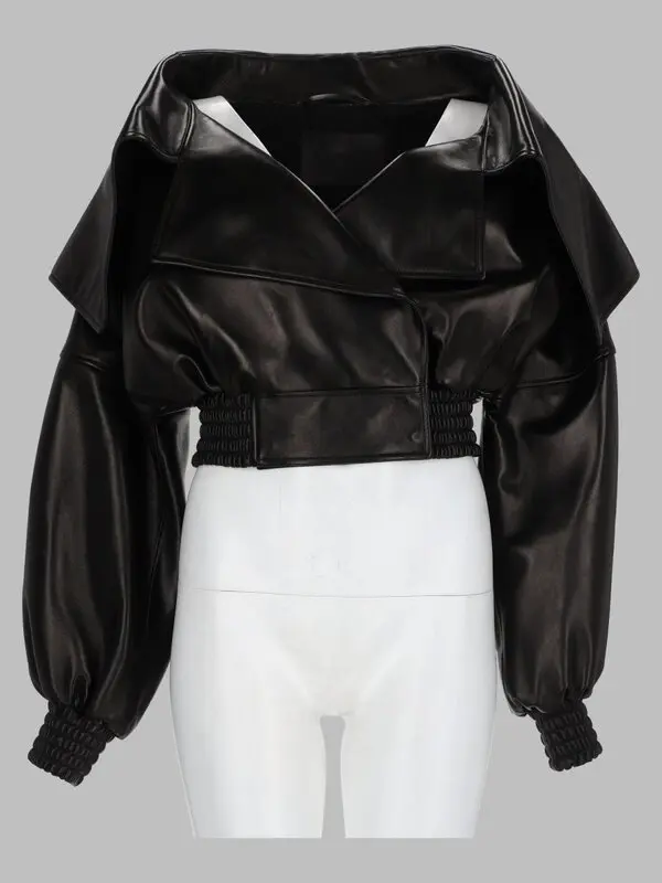Balenciaga Leather Mini Jacket Made In Italy - Black