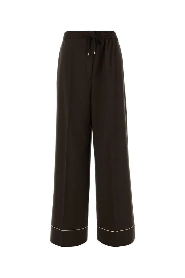 Sportmax Sporty Palazzo Wool Pants In Buona Silhouette - Brown