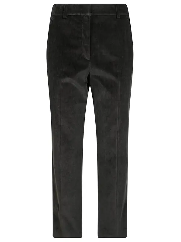 Max Mara Slim Velvet Pants With 1000 Stripe Detail - Marrone