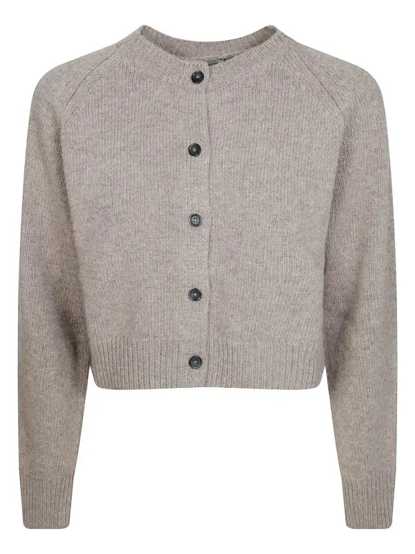 Max Mara Wool Crewneck Cardigan With Raglan Sleeves
