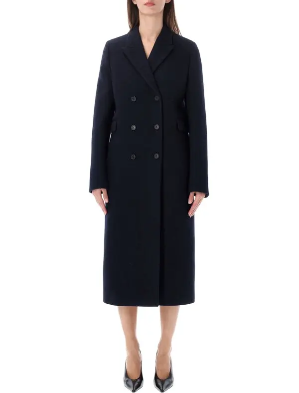 Prada Long Double-breasted Coat - Blue