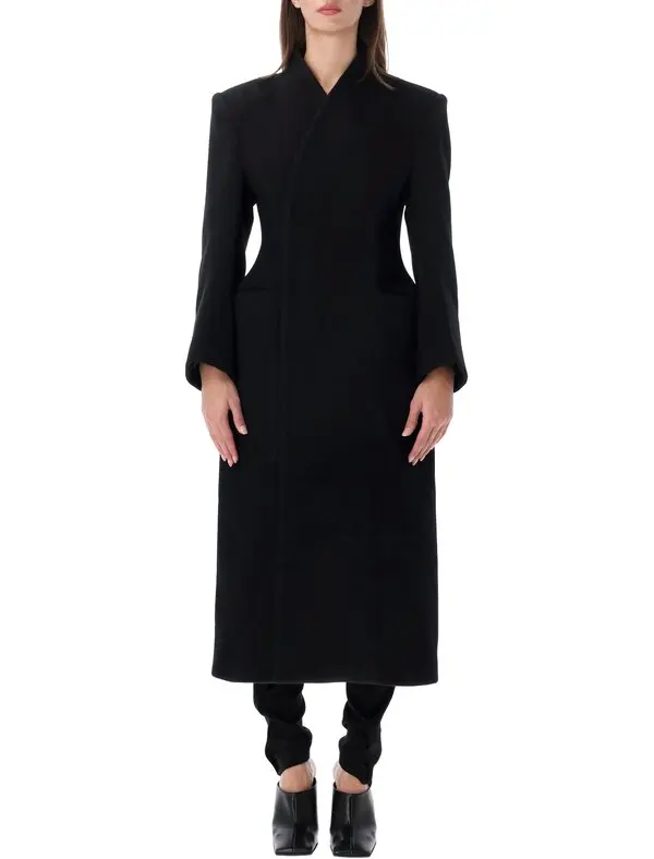 LA PISCINE Wool Wrap Coat - Nero