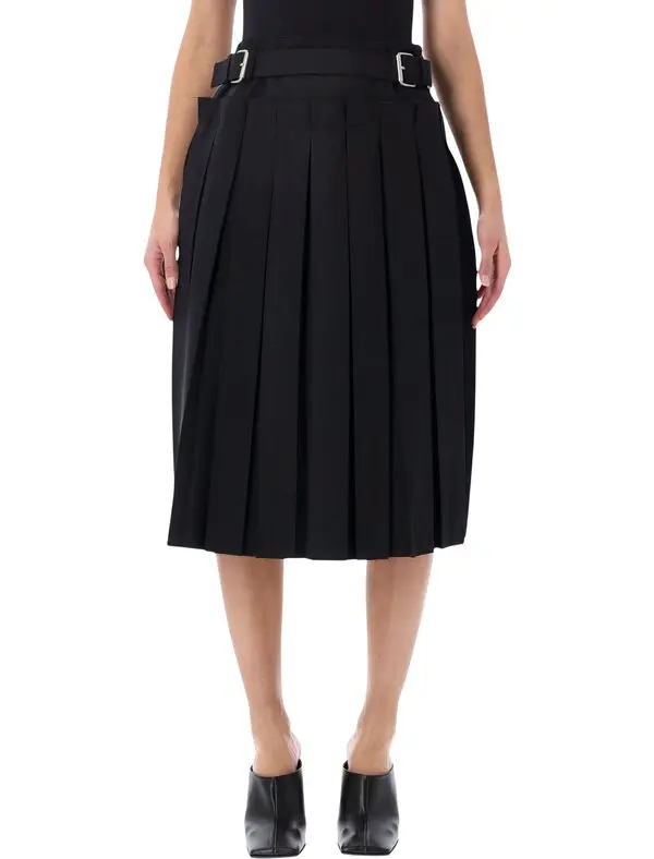 LA PISCINE Pleated Midi Skirt With Buckle Waist