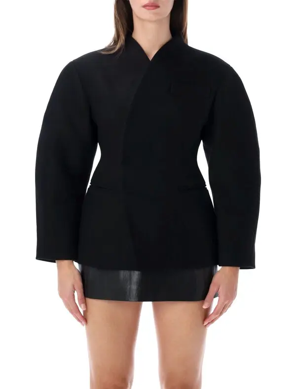 LA PISCINE Asymmetric Wrap Tailored Jacket - Nero