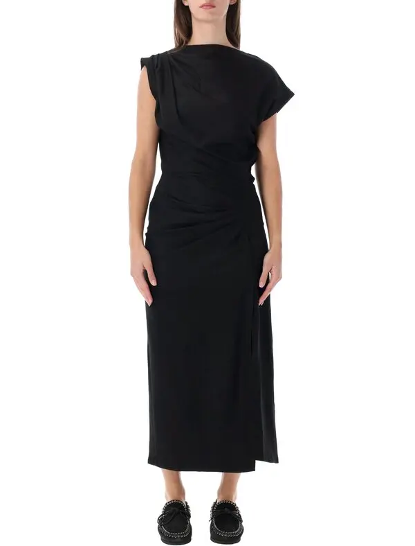 MARANT ETOILE Draped Sleeveless Midi Dress - Nero
