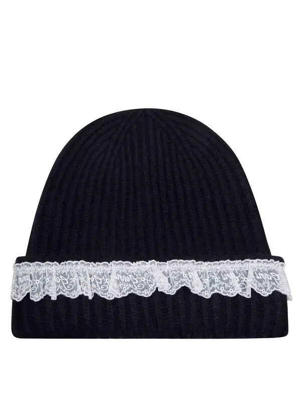 GANNI Compact Wool Lace Beanie - Blu