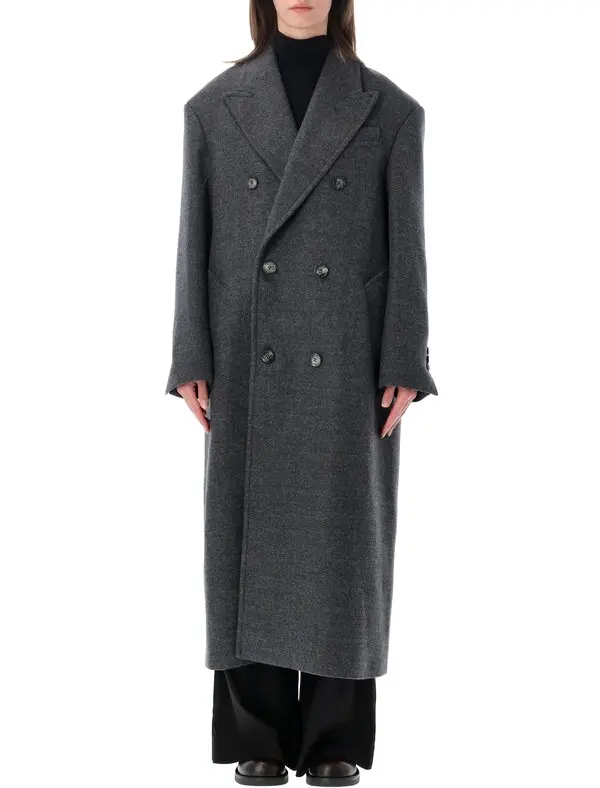 AMI Paris Double-breasted Wool Overcoat - Grigio