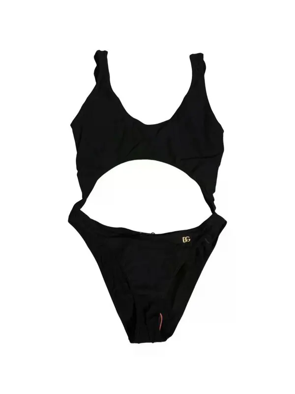 Dolce & Gabbana Cutout Logo-plaque Swimsuit - Black