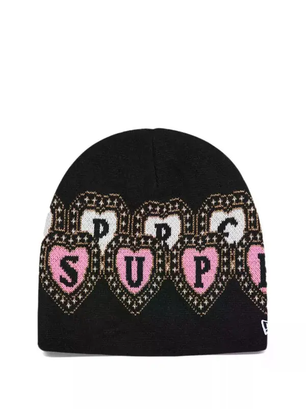 Supreme New Era Hearts Beanie Hat - Black