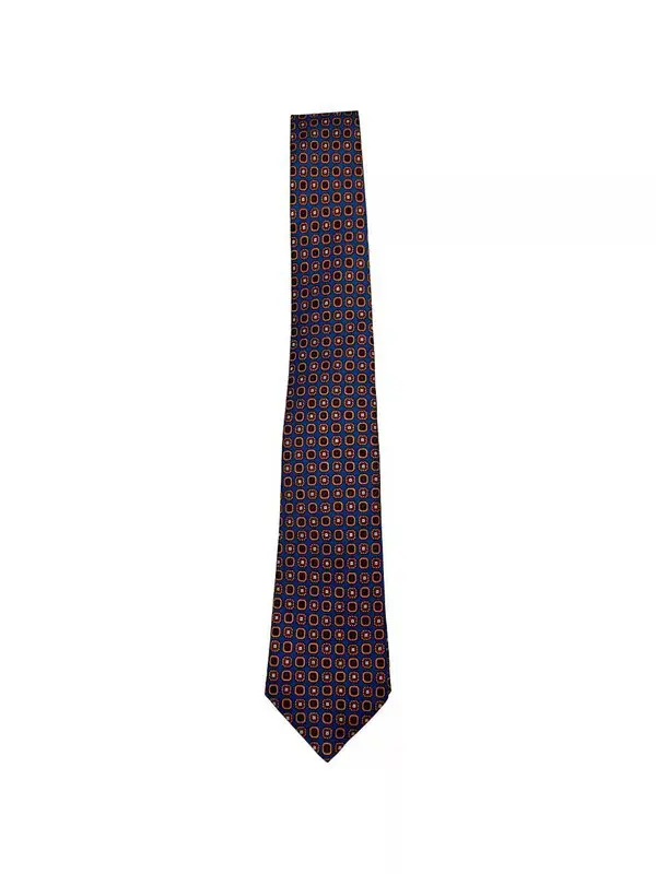 Kiton Geometric-print Silk Tie - Blue