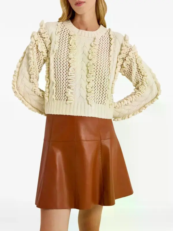 MARIE OLIVER Lindsay Ruffled Cable-knit Sweater