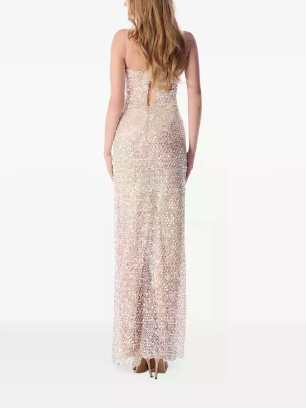 IMROSKA Sequin-embellished Strapless Maxi Dress