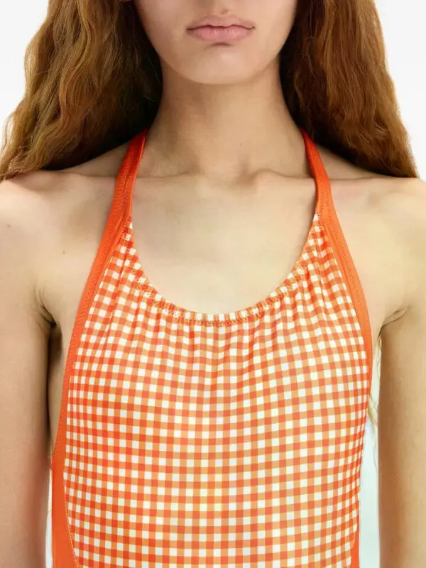 JEAN PAUL GAULTIER Gingham-print High-cut Swimsuit