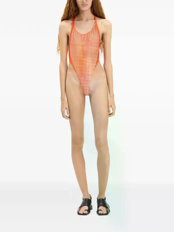 JEAN PAUL GAULTIER Gingham-print High-cut Swimsuit