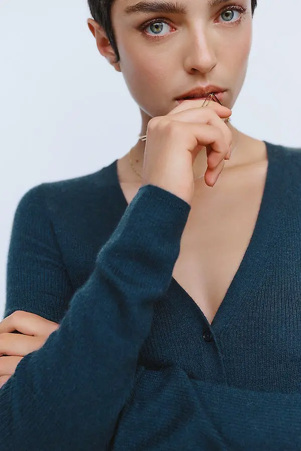 Maeve Markie 100% Cashmere Cardigan - Navy