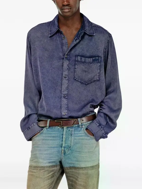 DIESEL® Fluid Shirt In Denim-effect Viscose