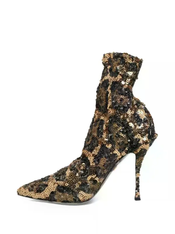Dolce & Gabbana Sequin-embellished Leopard-print Ankle Boots