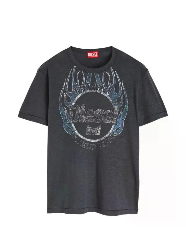 DIESEL® T-shirt In Slub-jersey With Crack Print