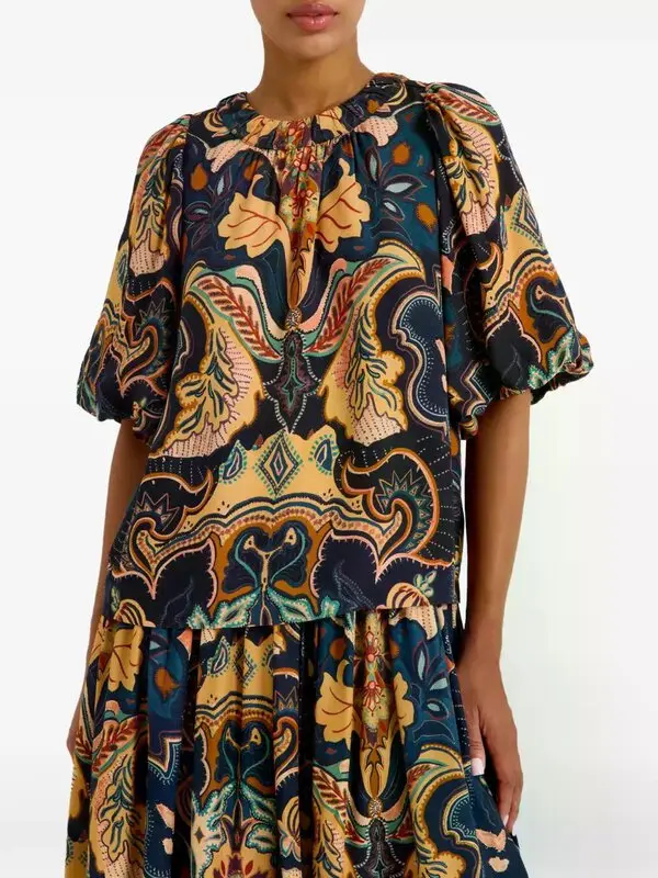 MARIE OLIVER Wren Paisley-print Puff-sleeve Top