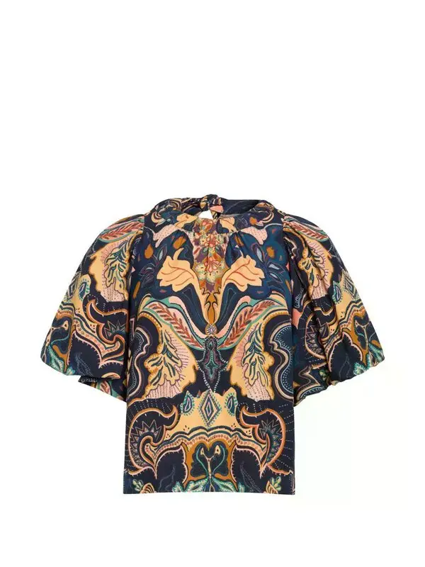 MARIE OLIVER Wren Paisley-print Puff-sleeve Top