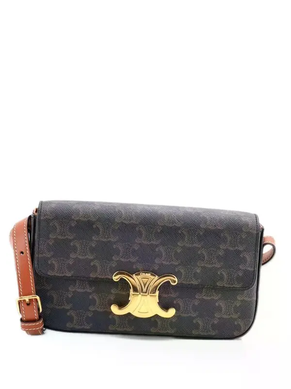 Celine Triomphe East-west Triomphe Coated Canvas Shoulder Bag - Brown