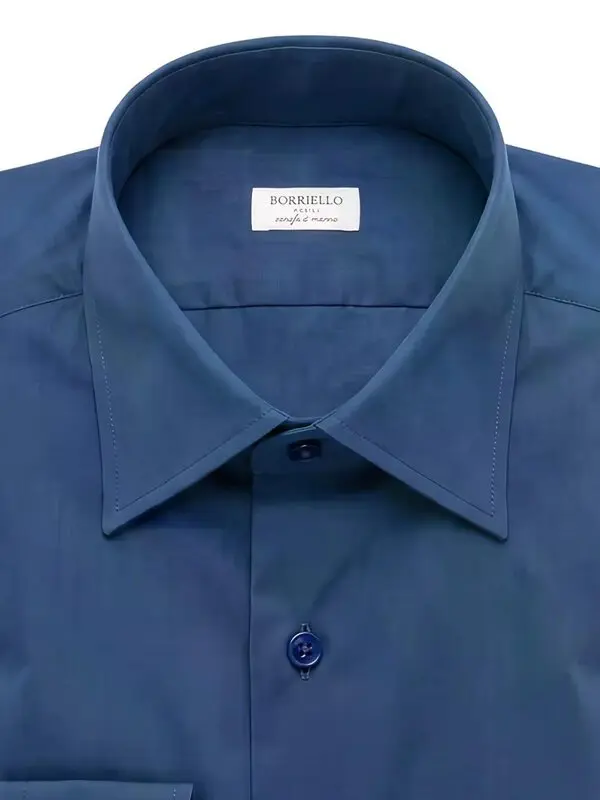 BORRIELLO NAPOLI Spread-collar Chest-pocket Shirt - Blue