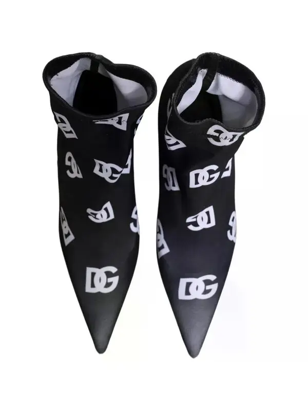 Dolce & Gabbana Logo-print Pointed-toe Ankle Boots