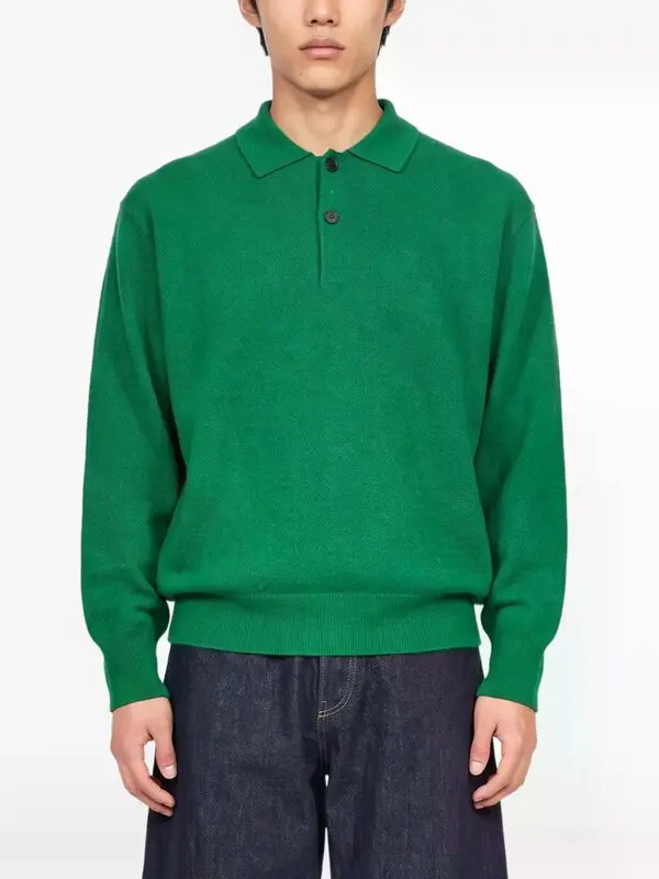 SSSTEIN Knitted Long-sleeve Polo Shirt - Green