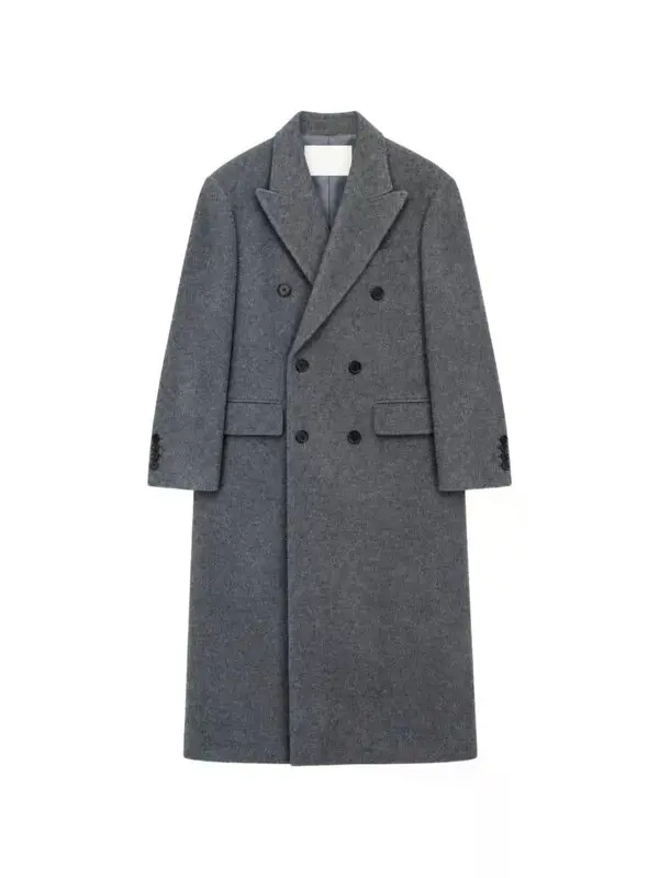 DUNST Double-breasted Peak-lapel Coat - Grey