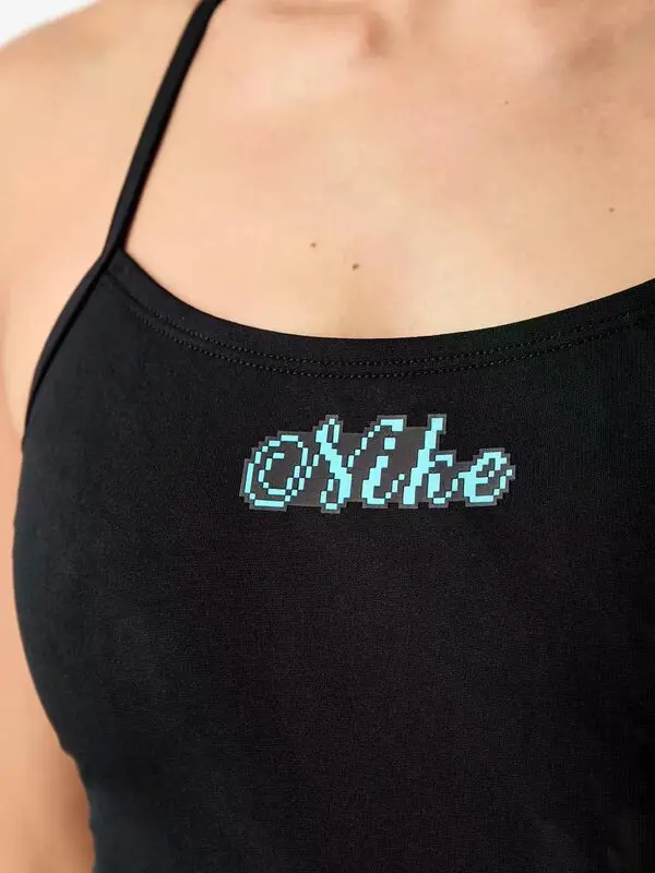 Nike Logo-print Crossover Swimsuit - Black