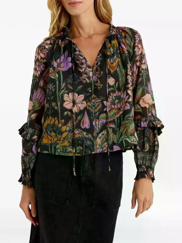 MARIE OLIVER Umika Floral-print Ruffled Blouse