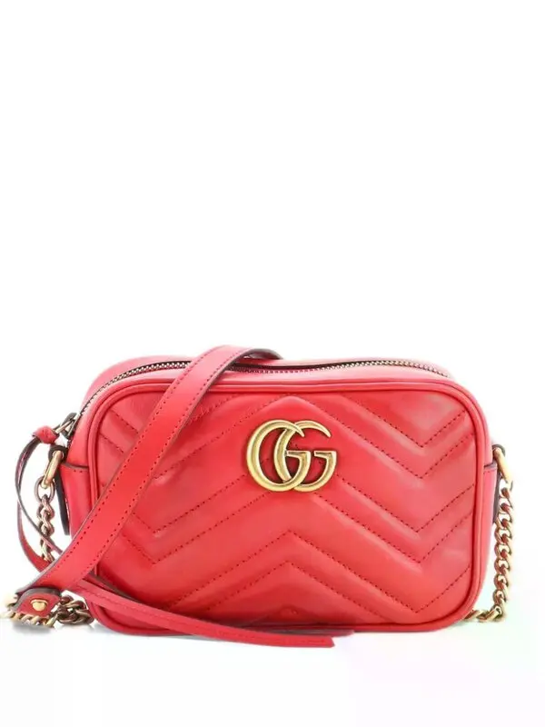 Gucci Gg Marmont Shoulder Bag Matelasse Leather Mini Crossbody Bag - Red