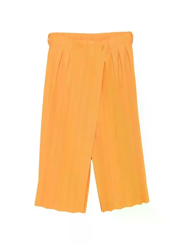 Issey Miyake Edge Ensemble Pleated Cropped Trousers - Orange