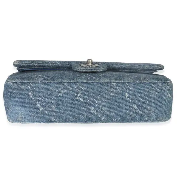 Chanel Bleached Chain Printed Denim Classic Double Flap Bag
