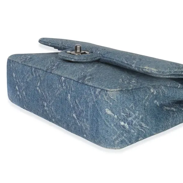 Chanel Bleached Chain Printed Denim Classic Double Flap Bag