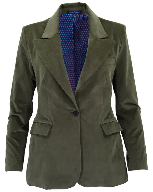 LORDS OF HARLECH Jolene Sage Velvet Tailored Jacket
