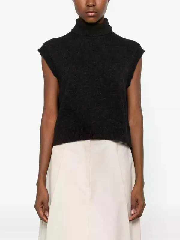 RAME Roll-neck Sleeveless Vest - Black