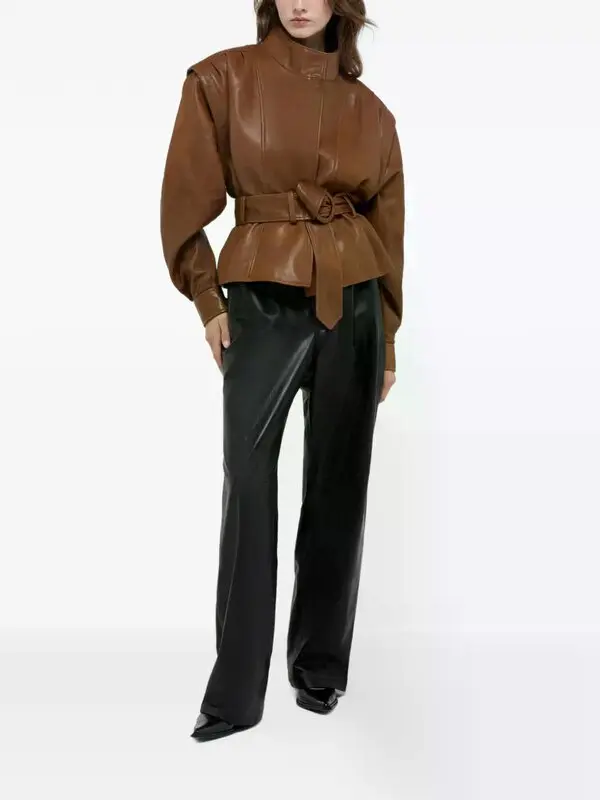 DUCIE Antonia Belted Leather Jacket