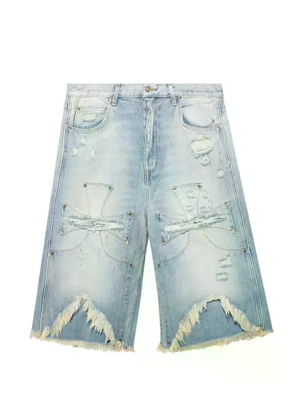 SEKRIT Chopper Distressed Denim Shorts