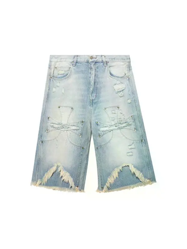 SEKRIT Chopper Distressed Denim Shorts