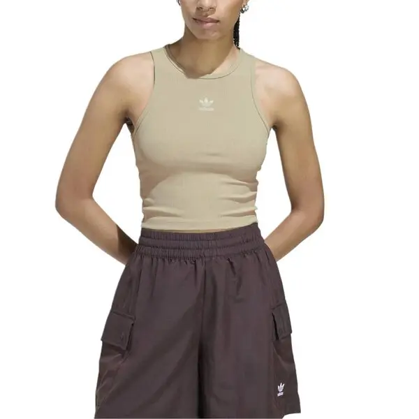 Adidas Originals Essentials Ribbed Tank Top 'stone Khaki
